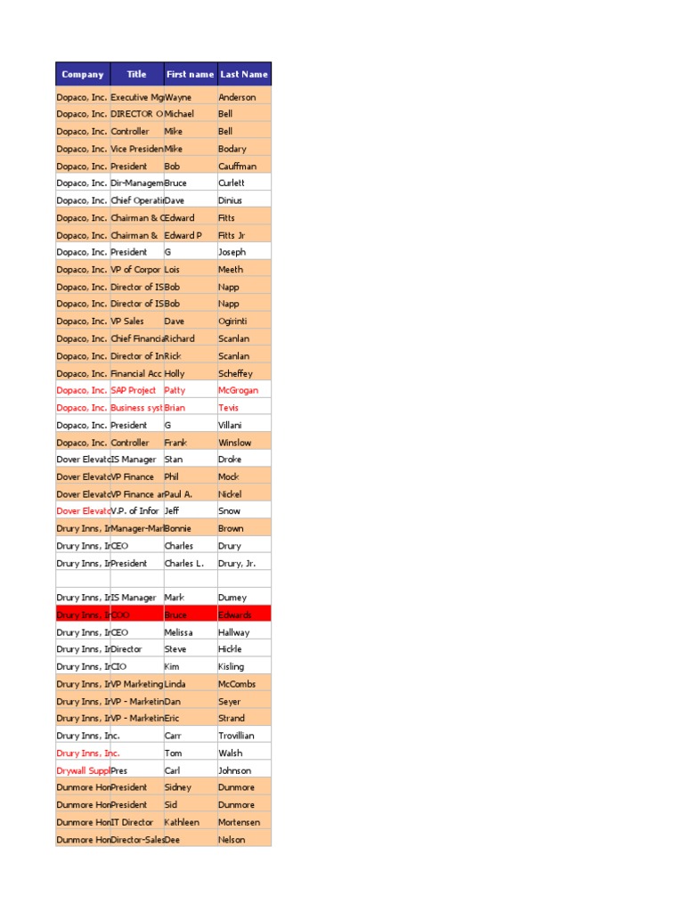 Company Title First Name Last Name: Dopaco, Inc. Sap Project Patty ...