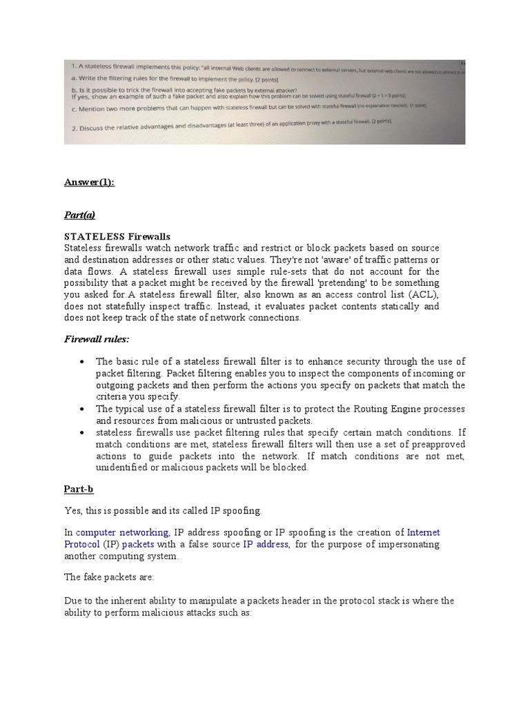 Answer | PDF | Firewall (Computing) | Transmission Control Protocol