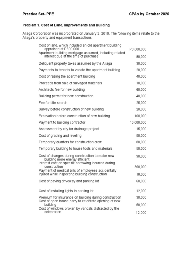 Problem Set Ppe | PDF | Fixed Asset | Depreciation