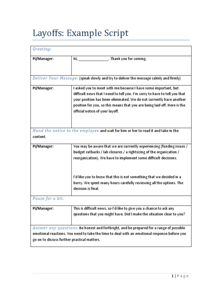 Layoff Communication Guide | PDF | Layoff | Business