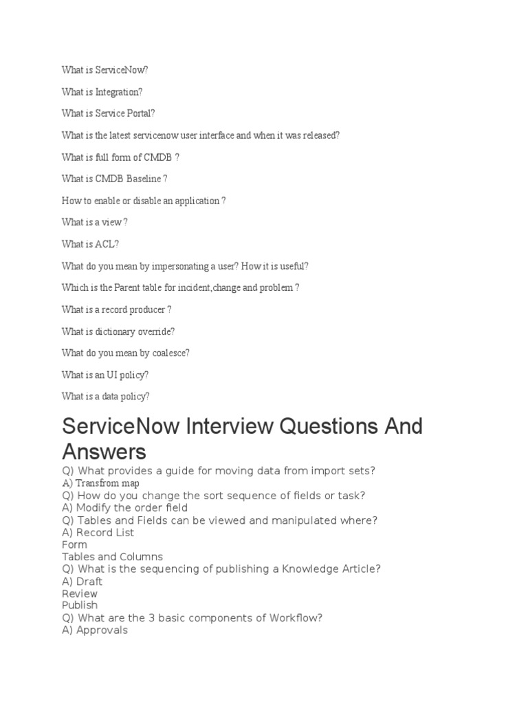 Servicenow Interview Questions | PDF | Computer Architecture | Computing