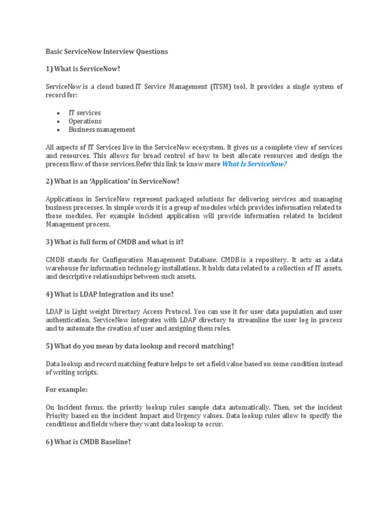 Servicenow Interview Questions | PDF | Databases | Html