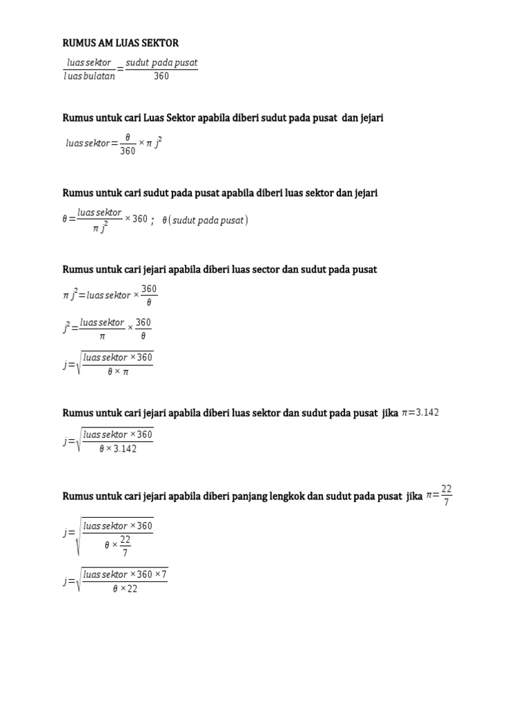 Semua Rumus Untuk Luas Sektor | PDF
