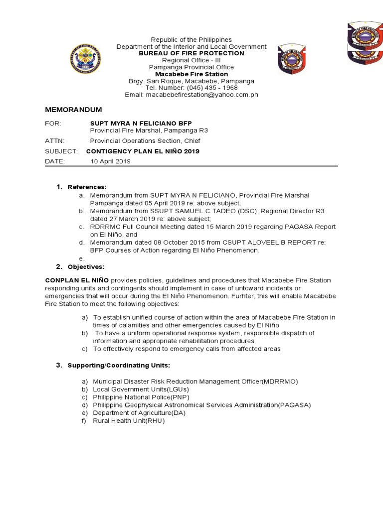 Conplan El Nino | PDF | Emergency Management | National Security