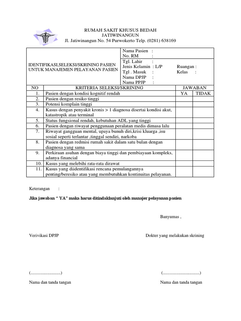 Formulir Skrining MPP | PDF