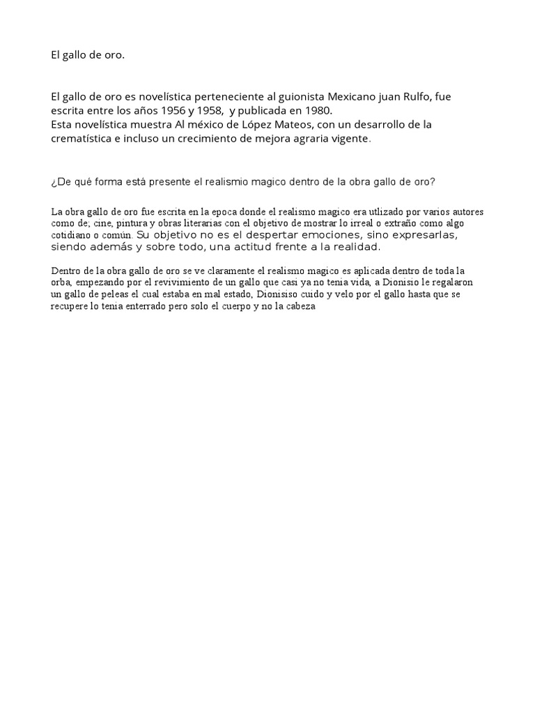 El Gallo de Oro | PDF