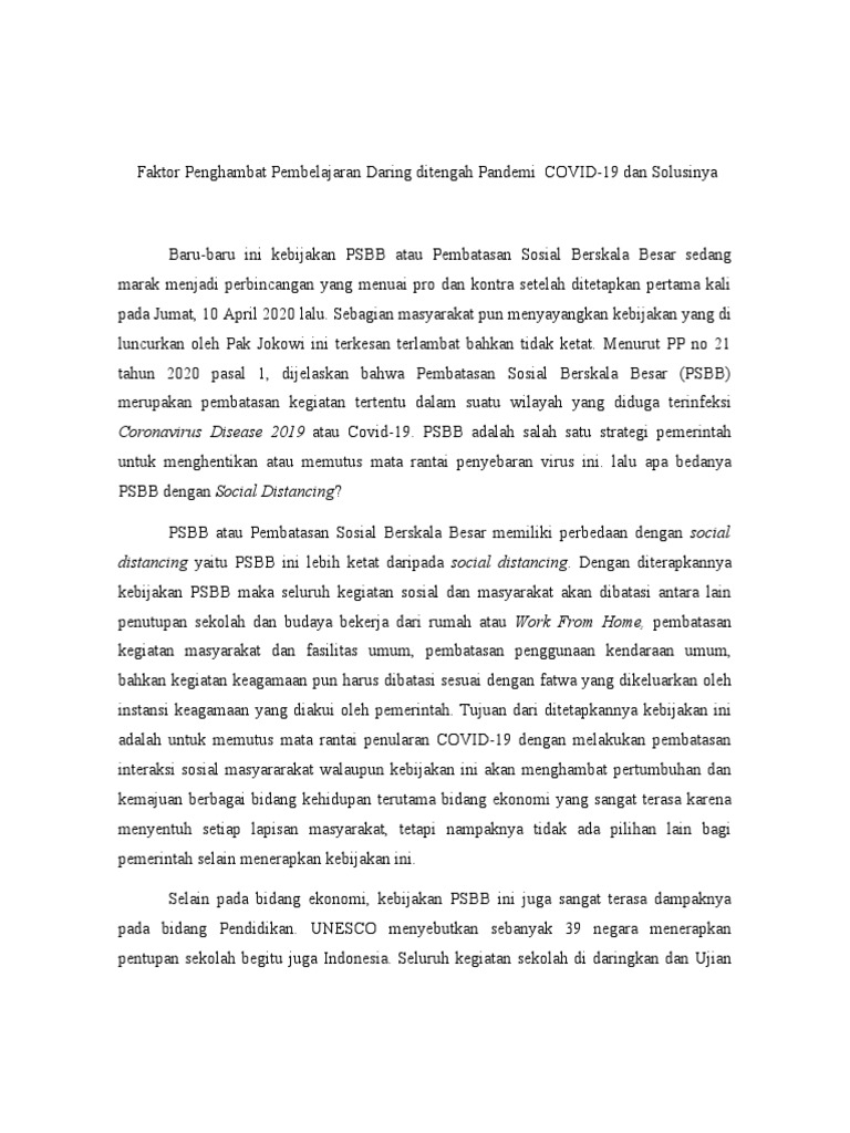 Contoh Essay Opini Tentang Langkah Preventif Pencegahan Corona | PDF