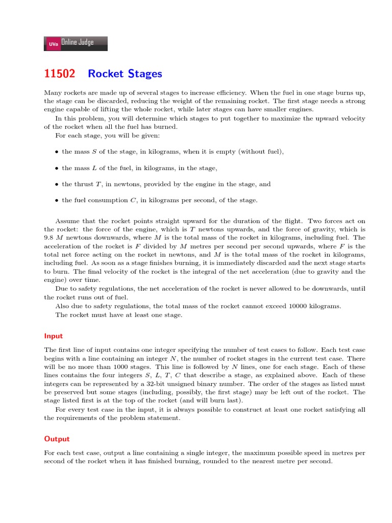 Rocket Stages: Input | PDF | Rocket | Multistage Rocket