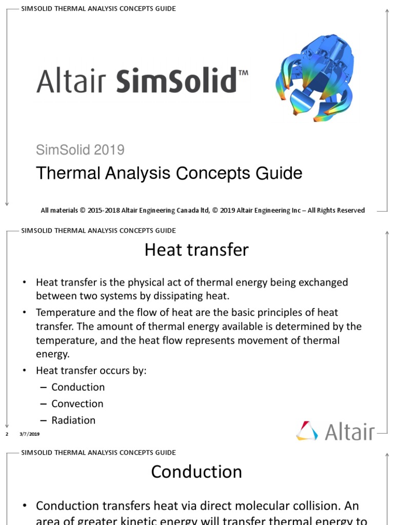 Altair SimSolid 2019 - Thermal Analysis Concepts Guide | PDF | Heat ...