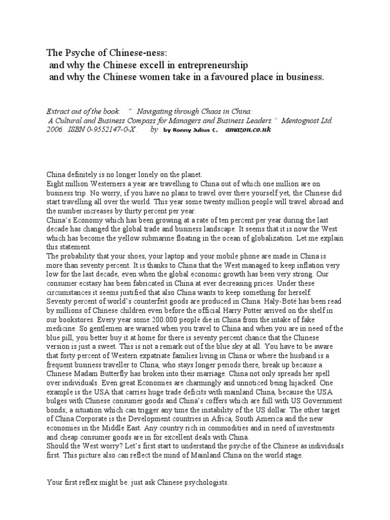 The Psyche of The Chinese People. | PDF | China | World Politics