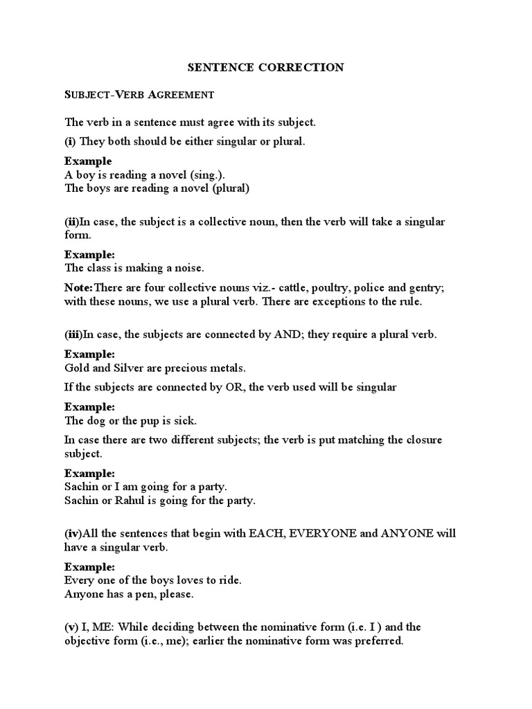 Sentence Correction Final | PDF | Grammatical Number | Verb