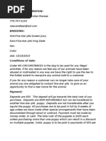 Sample Stud Dog Contract | PDF | Horse Breeding | Dog Breeding