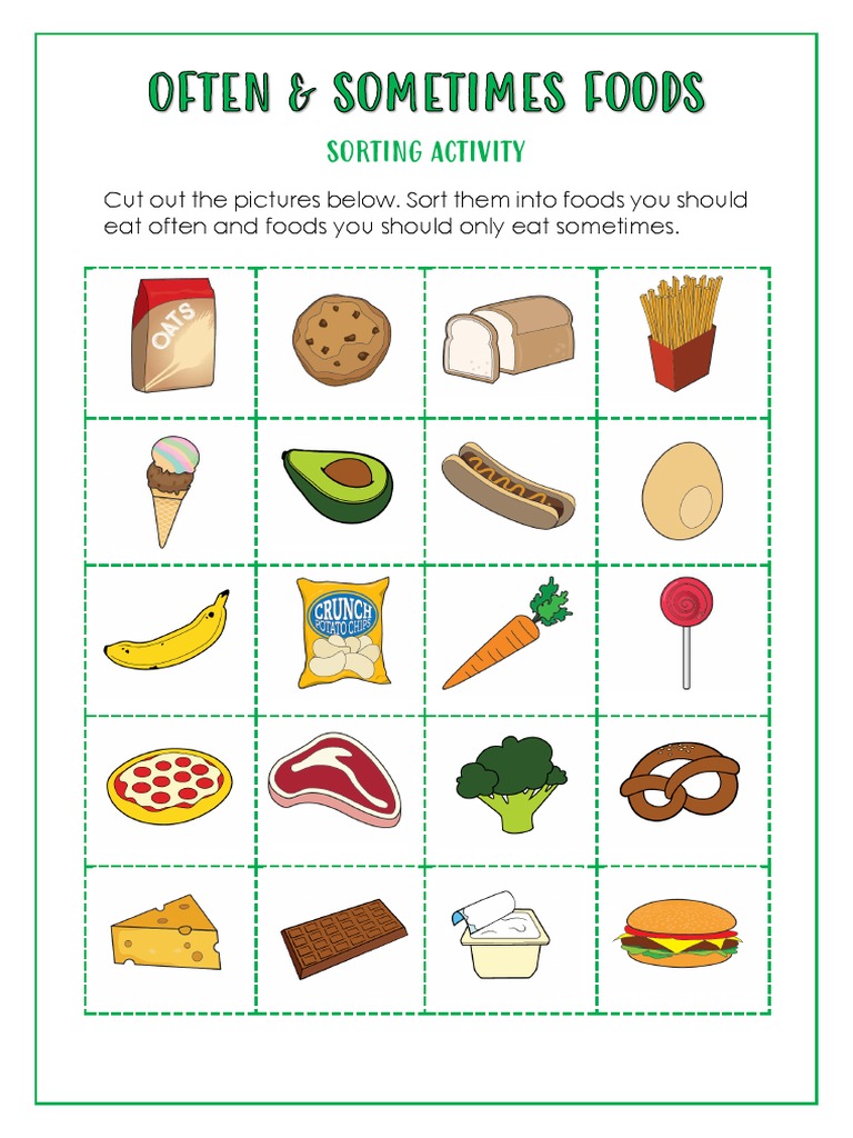 Food Sorting Activity for Kids | PDF