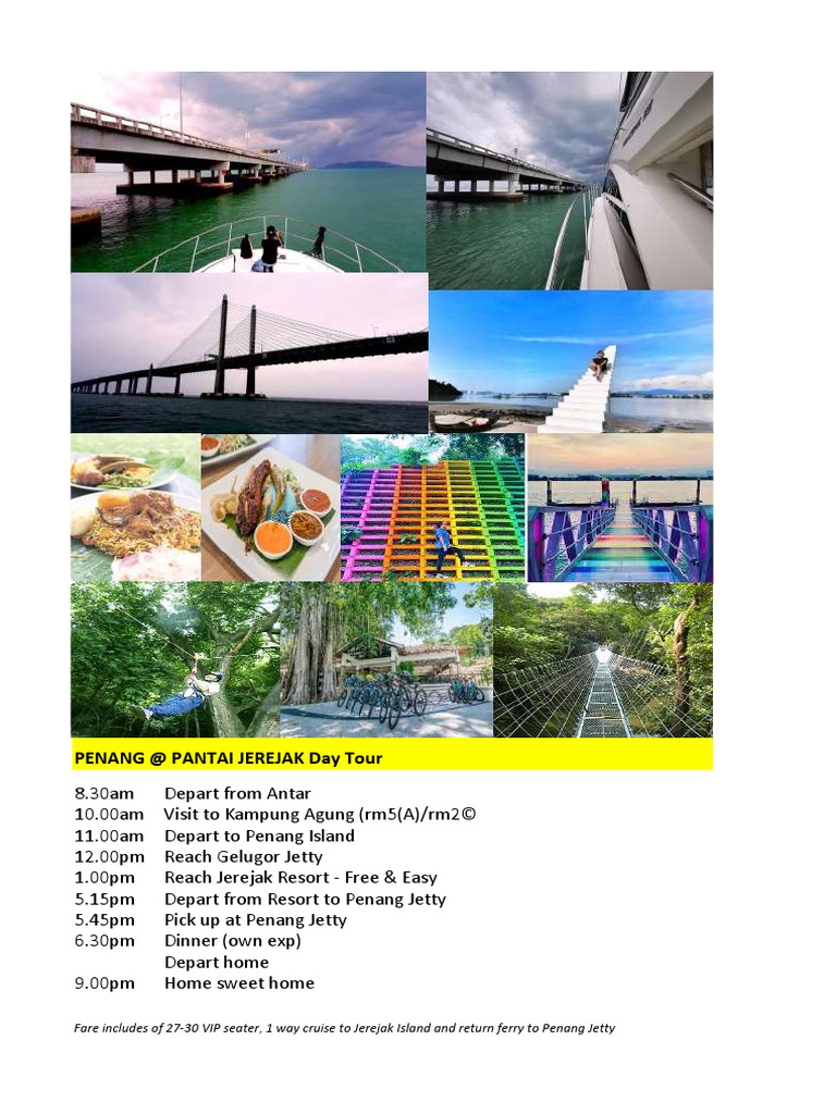 Penang Pantai Jerejak Day Tour Itinerary | PDF | Cooking, Food & Wine