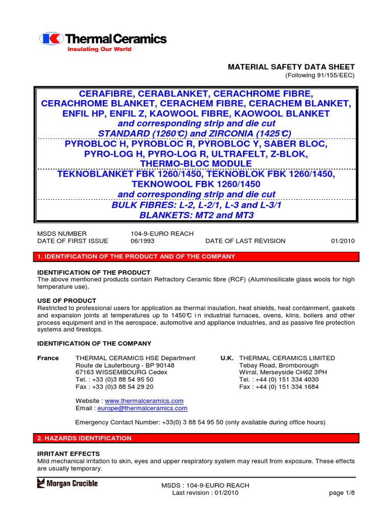 Cerablanket - Cerachem Blanket | PDF | Dust | Silicon Dioxide
