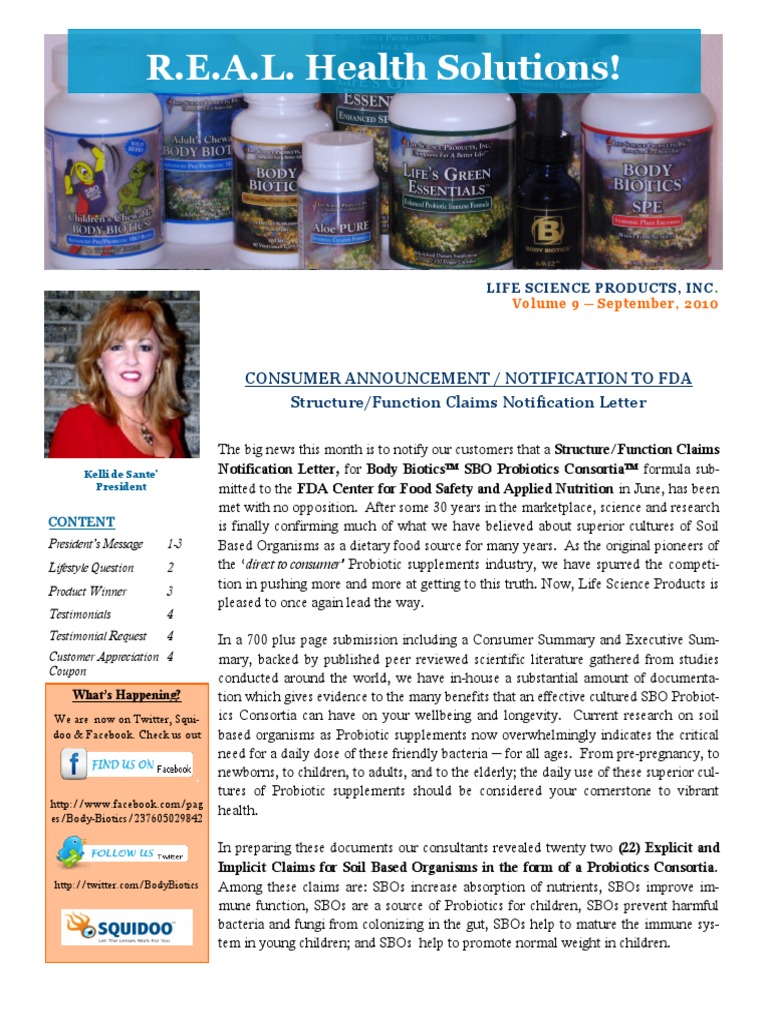 R.E.A.L. Health Solutions!: Consumer Announcement / Notification To Fda ...