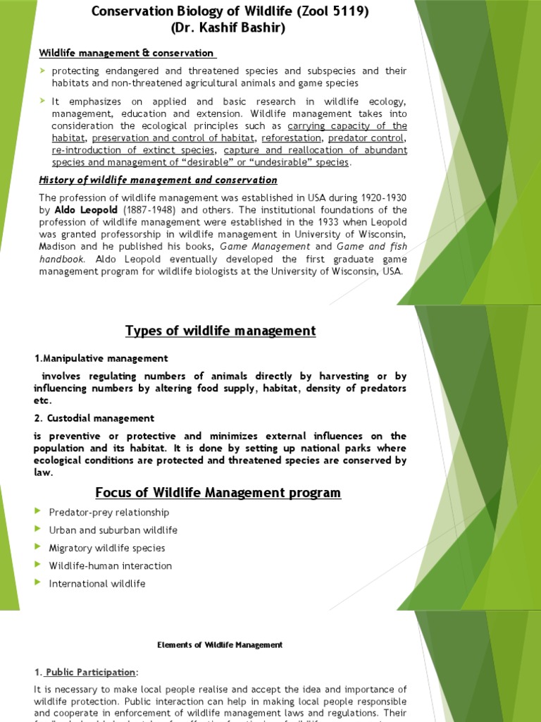 Wildlife Managment and Conservation Lect 1 | PDF | Conservation Biology ...