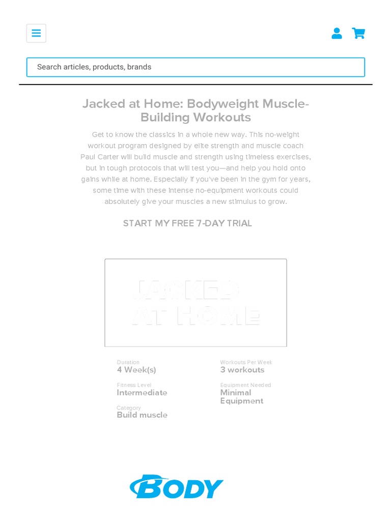 Jacked at Home - Bodyweight Muscle-Building Workouts PDF | PDF | Muscle ...