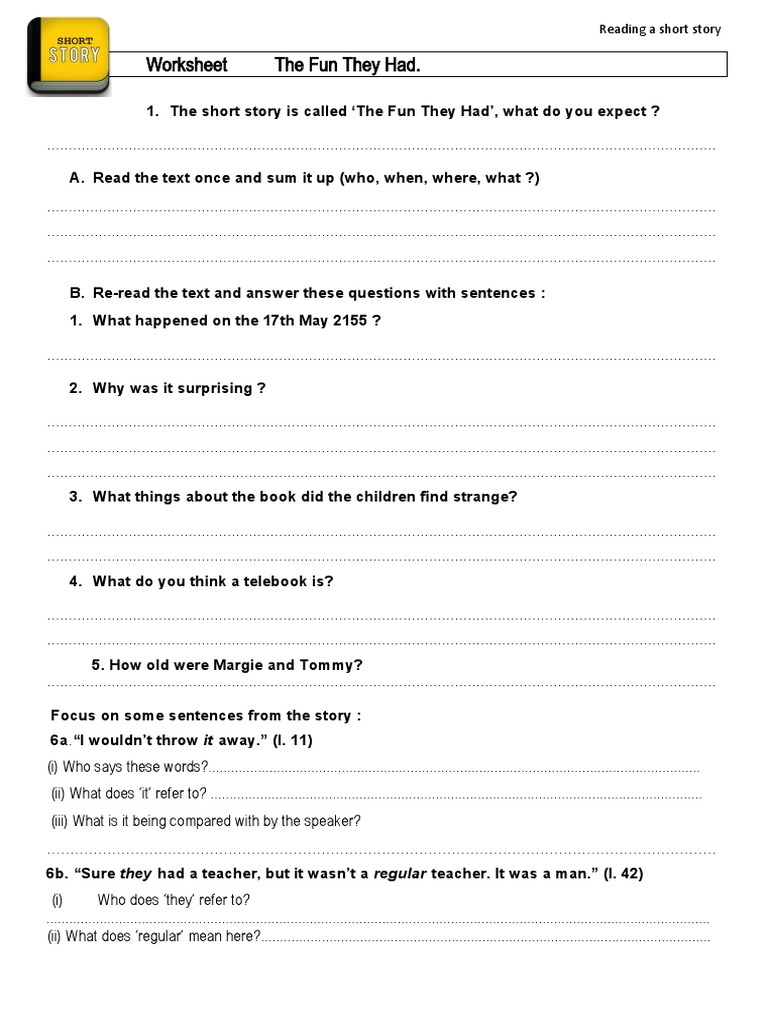Analyzing "The Fun They Had" | PDF