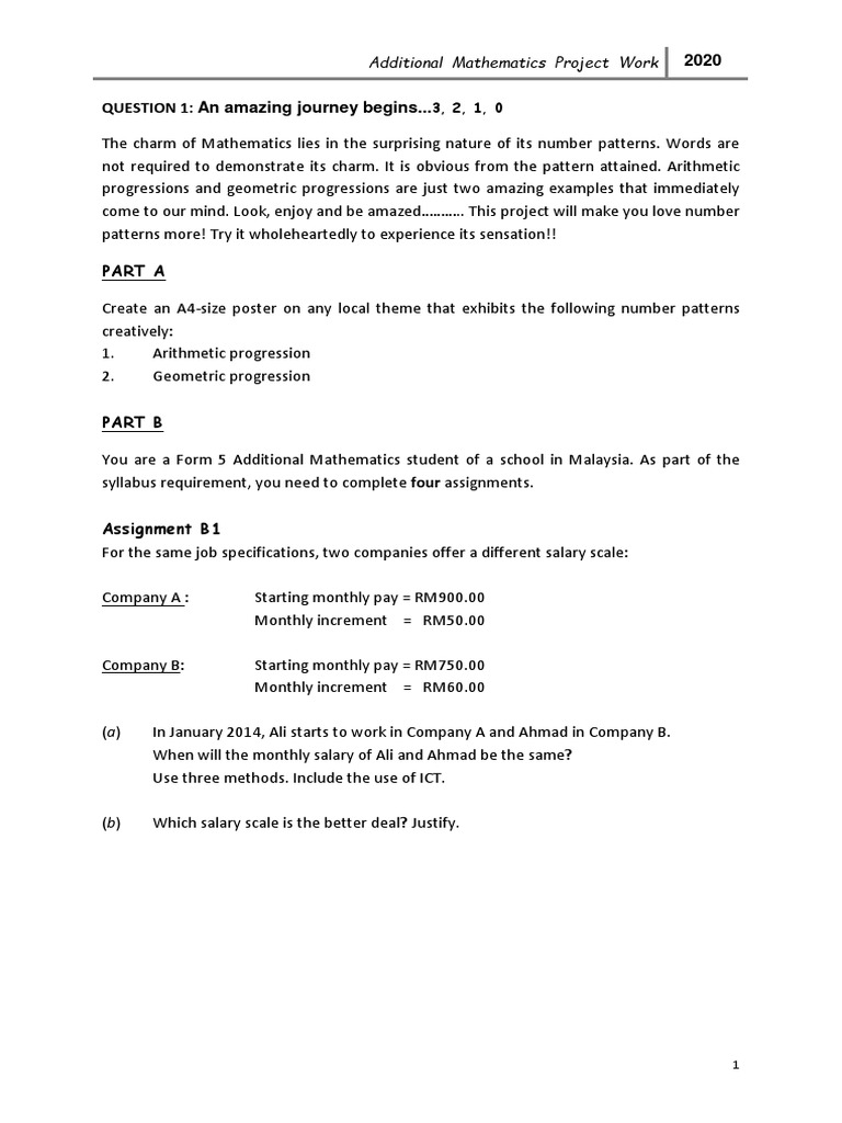 Additional Mathematics Project Work 2020 | PDF | Length | Mathematical ...