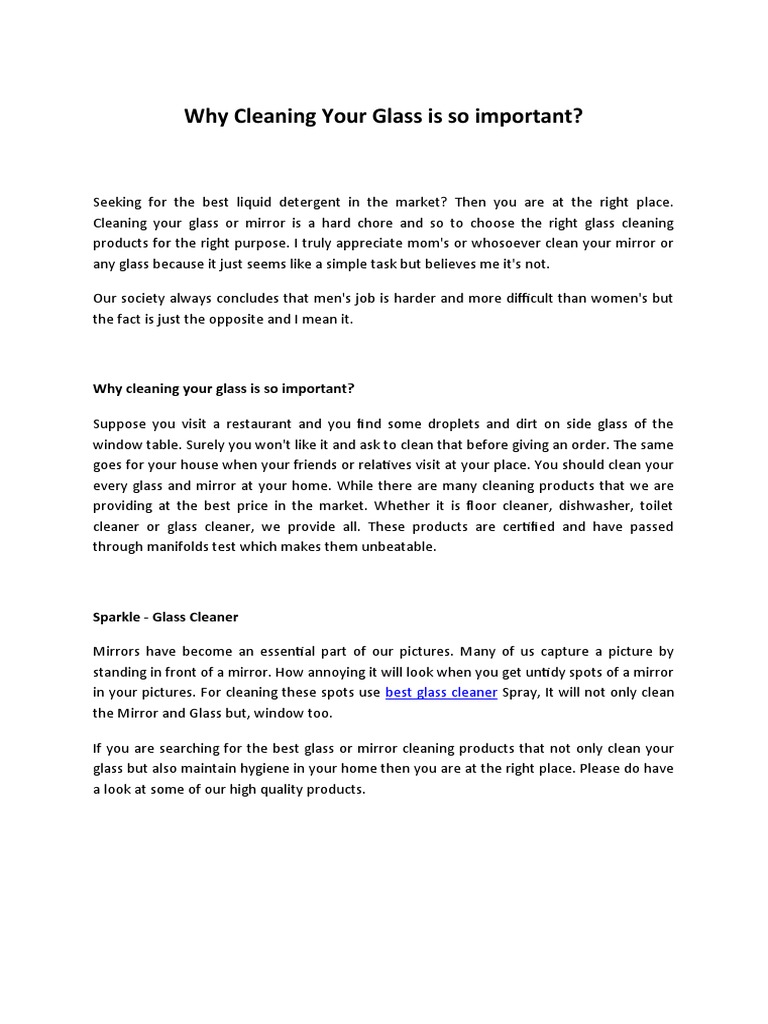 Why Cleaning Your Glass Is So Important | PDF | Self-Improvement