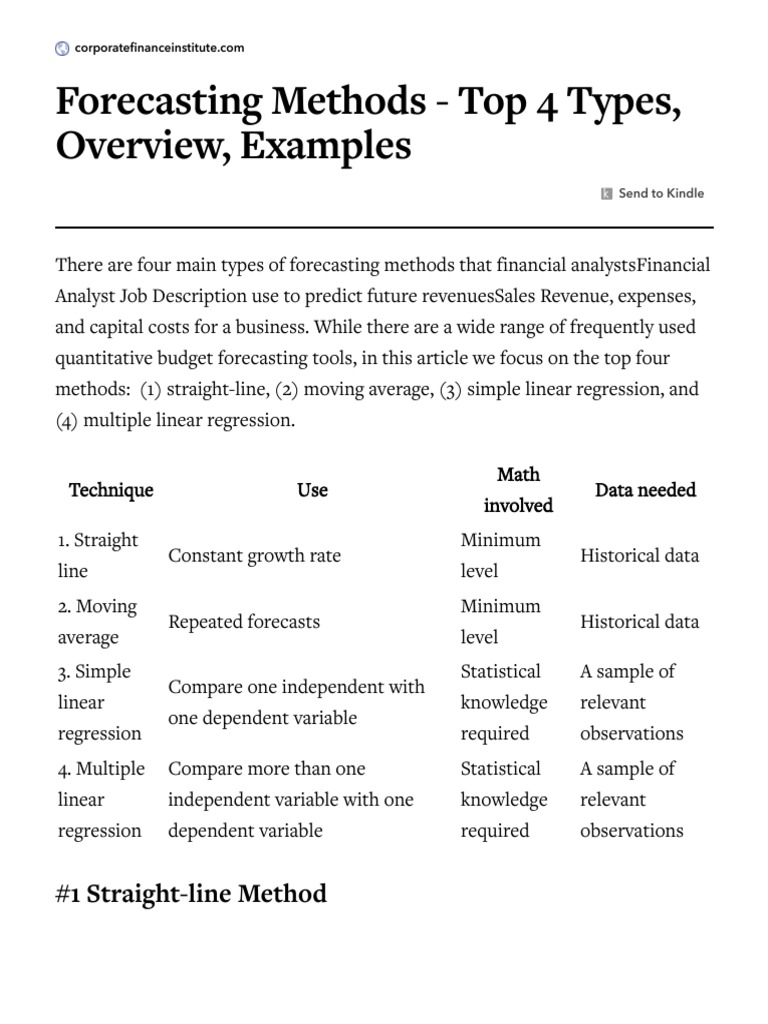 Forecasting Methods - Top 4 Types, Overview, Examples PDF | PDF | Regression Analysis | Forecasting
