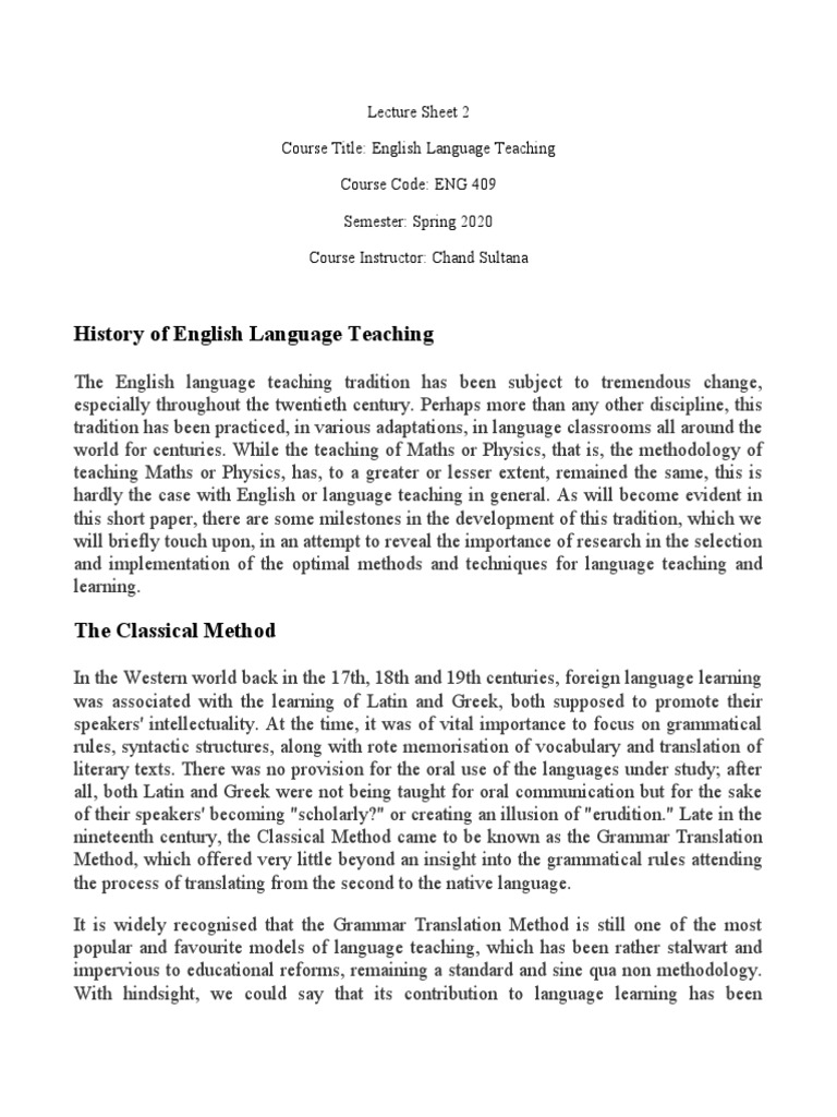 History of English Language Teaching | PDF | Language Education ...