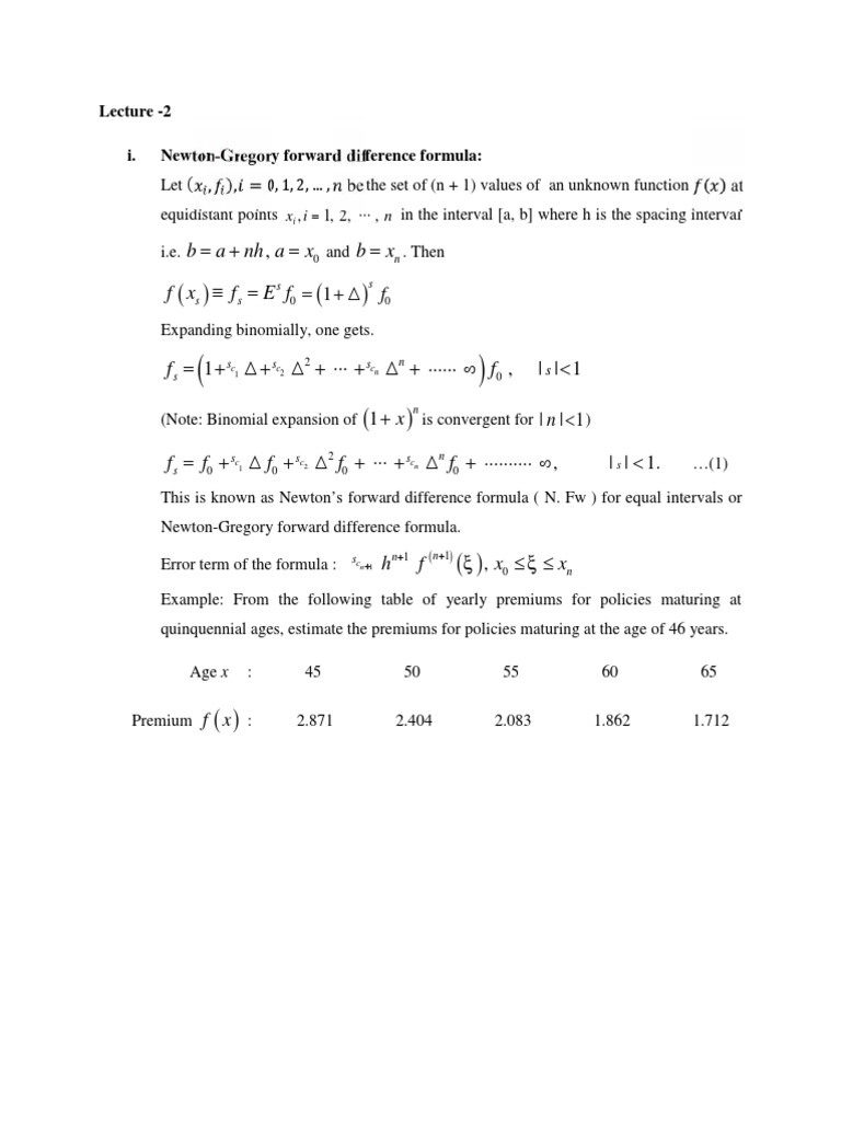 Lecture2 Interpolation | PDF | Finite Difference | Mathematics Of Computing