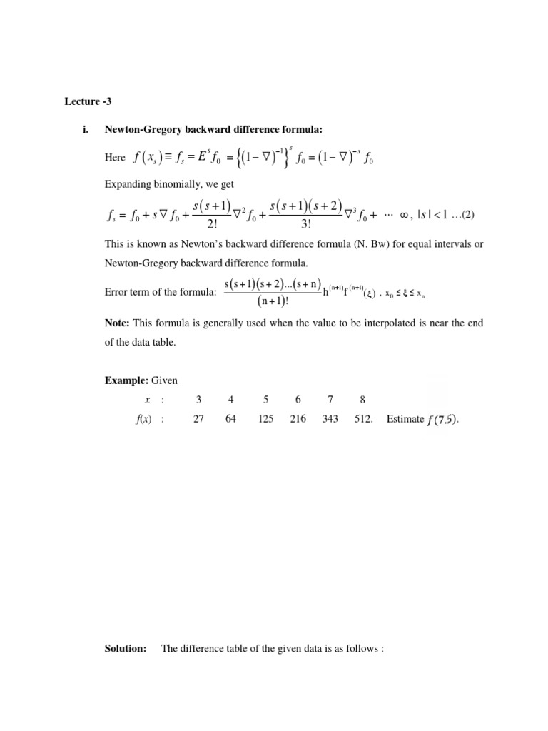 Lecture3 Interpolation | PDF | Finite Difference | Mathematics Of Computing