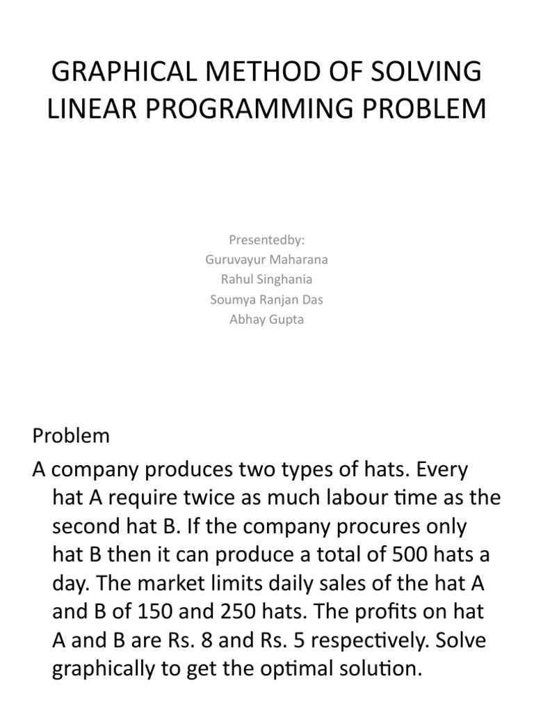 Graphical Method Of Solving Linear Programming Problem Pdf Applied Mathematics