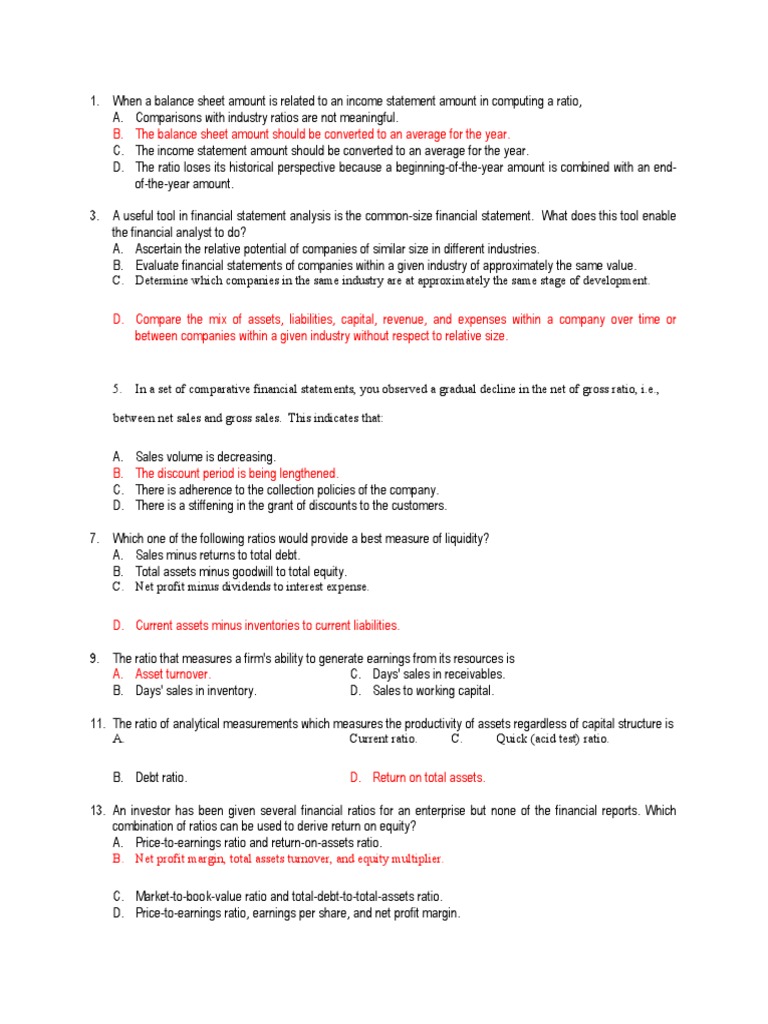 FS Analysis Online Exam | PDF | Stocks | Balance Sheet