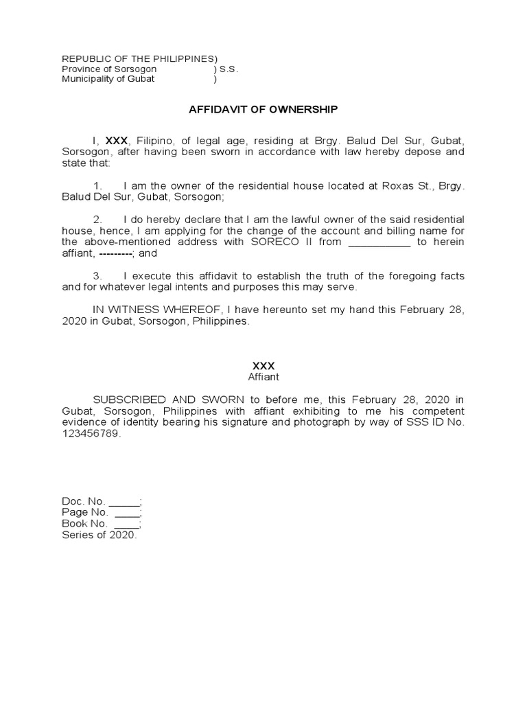 Affidavit of Ownership Template1