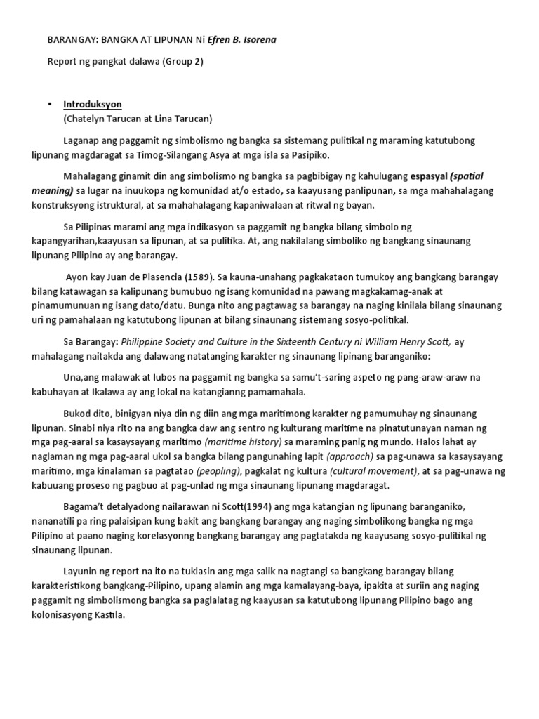 BARANGAY Grou 2 Written Report | PDF