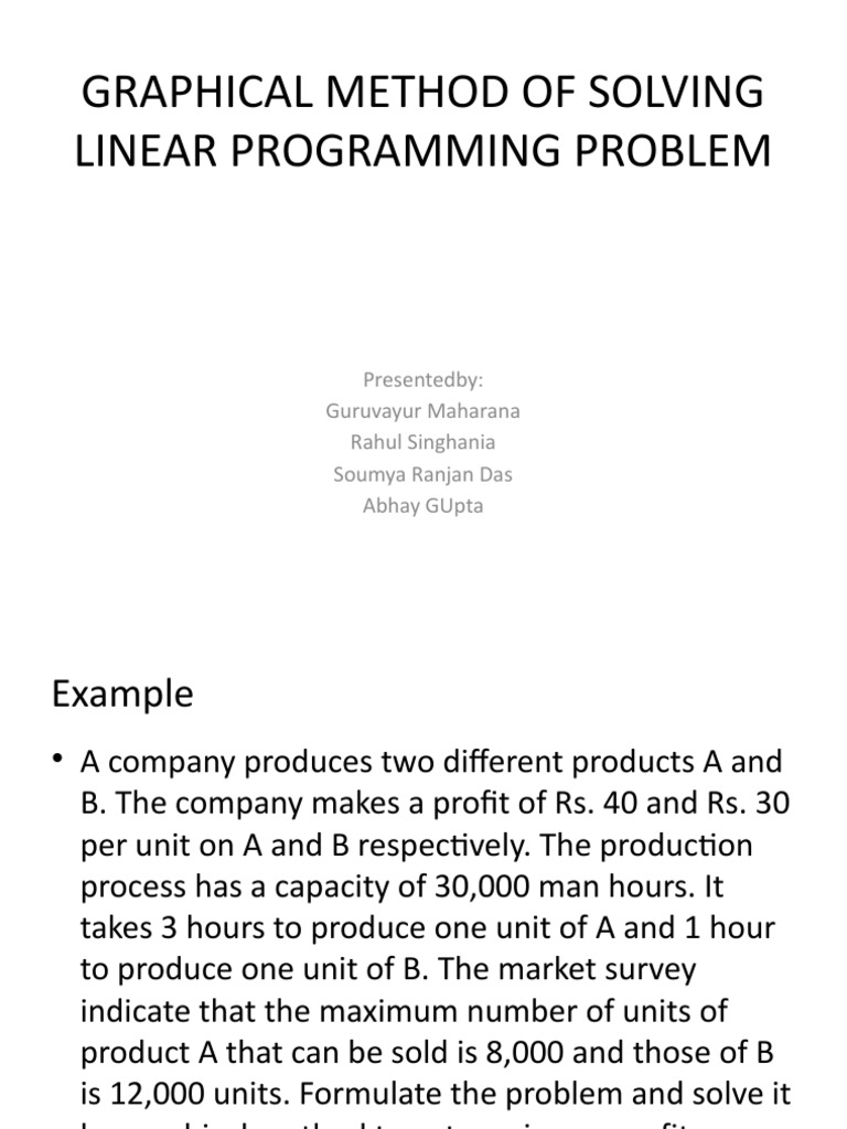 Graphical Method of Solving Linear Programming Problem | PDF