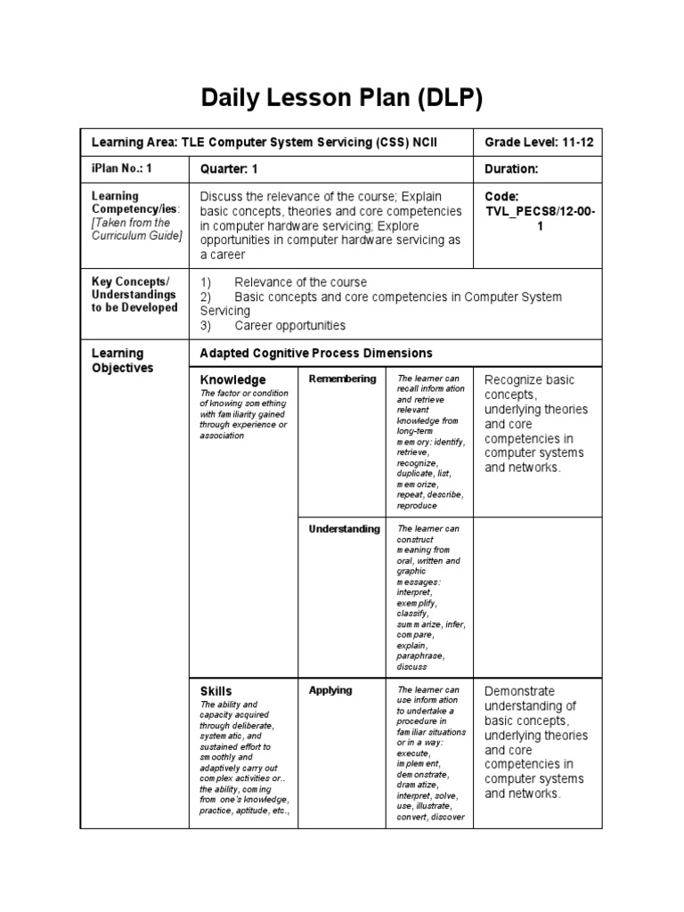Daily Lesson Plan CSS 1 | PDF | Epistemology | Learning