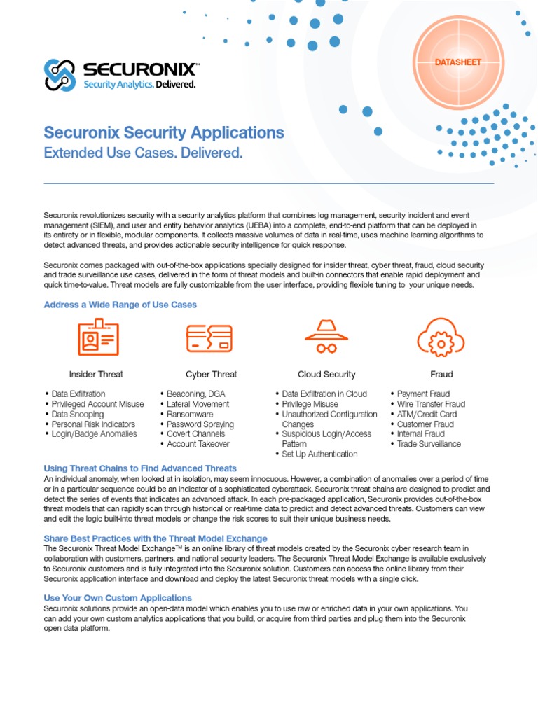 Securonix Security Applications: Extended Use Cases. Delivered | PDF ...