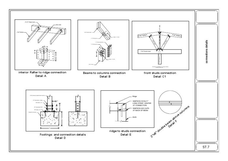 Beams To Columns Connection Detail B Front Studs Connection Detail C1 ...