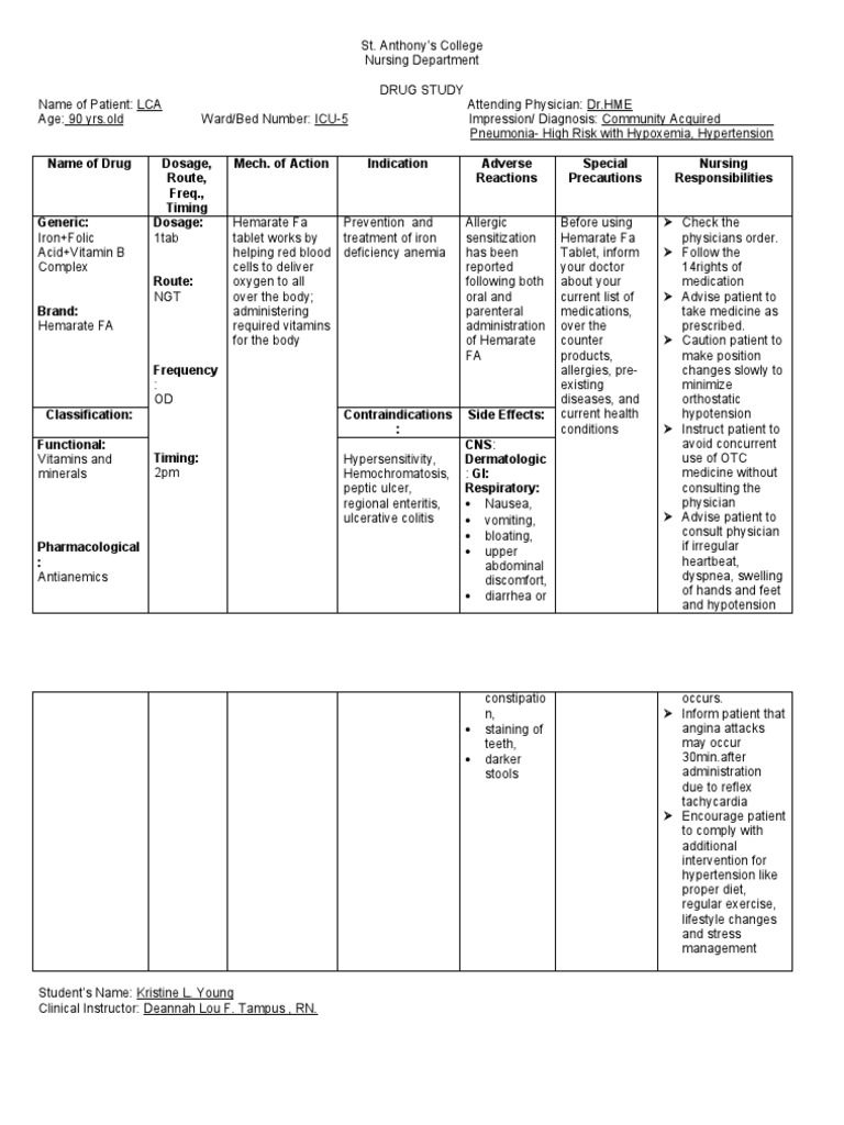 Iron+Folic Acid+Vitamin B Complex (HEMARATE FA) | PDF | Allergy | Anemia