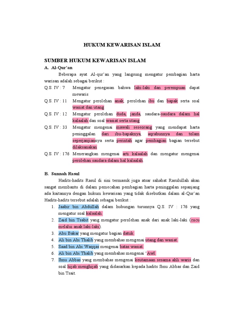 Resume Hukum Kewarisan Islam | PDF