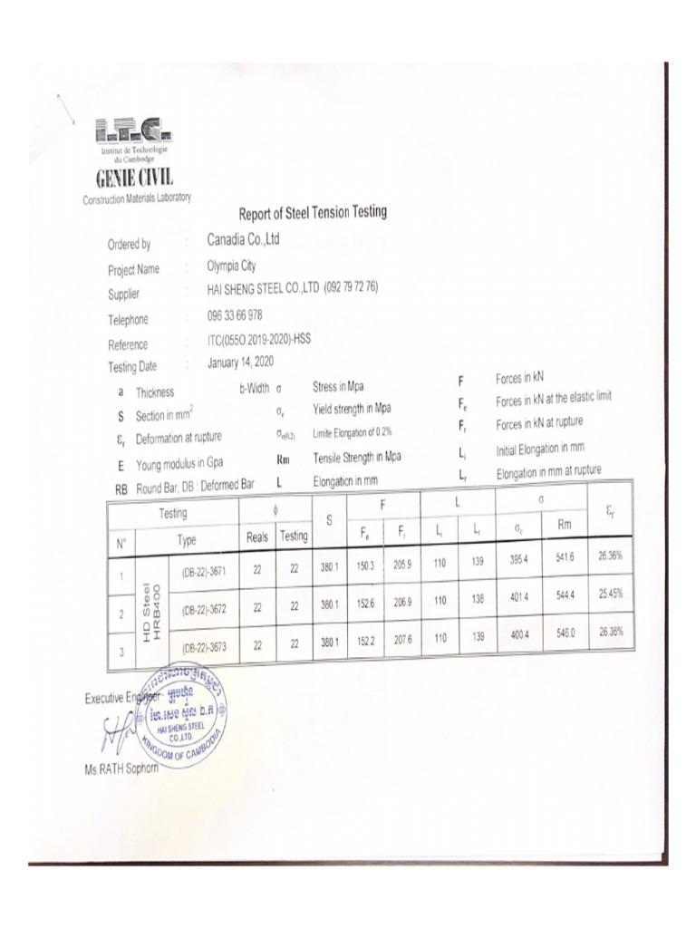 Test Report-Hai Seng Steel | PDF
