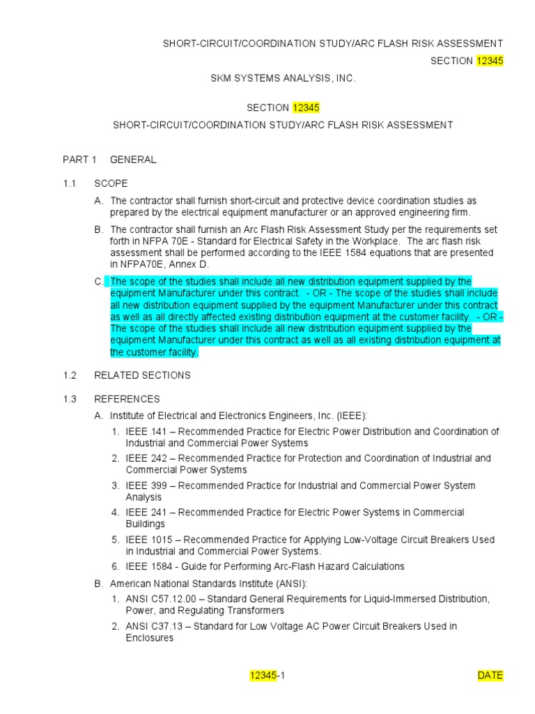 SKM SC-Coord-AF Spec | PDF | Transformer | Electric Arc