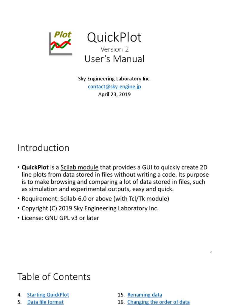 Quickplot: User'S Manual | PDF | Menu (Computing) | Button (Computing)