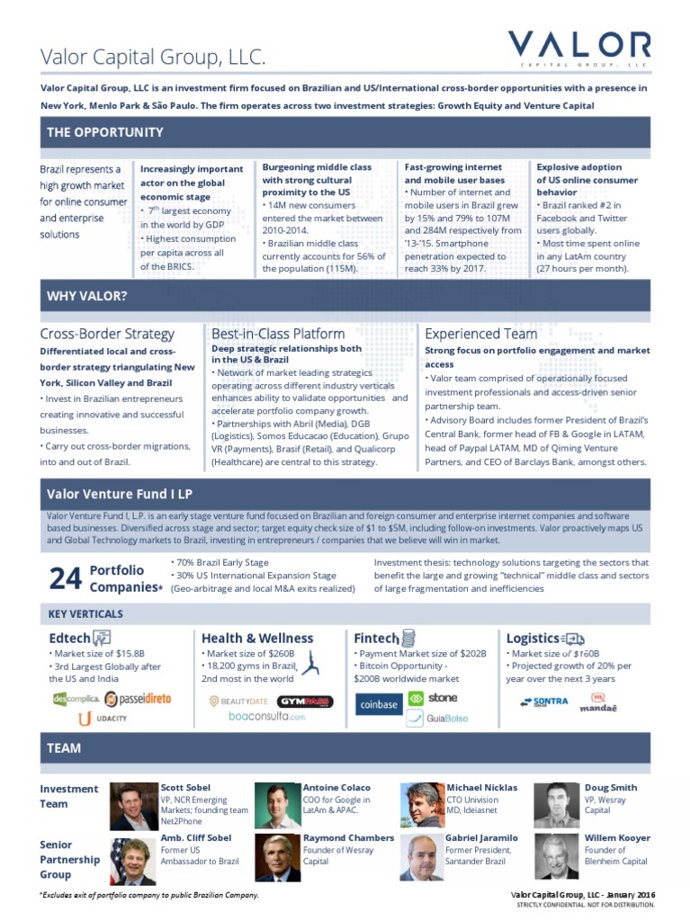 Valor Capital Group Llc The Opportunity Pdf Venture Capital