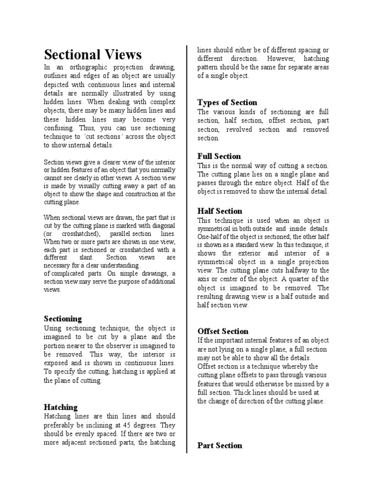 Types of Sectional Views Explained | PDF | Teaching Methods & Materials