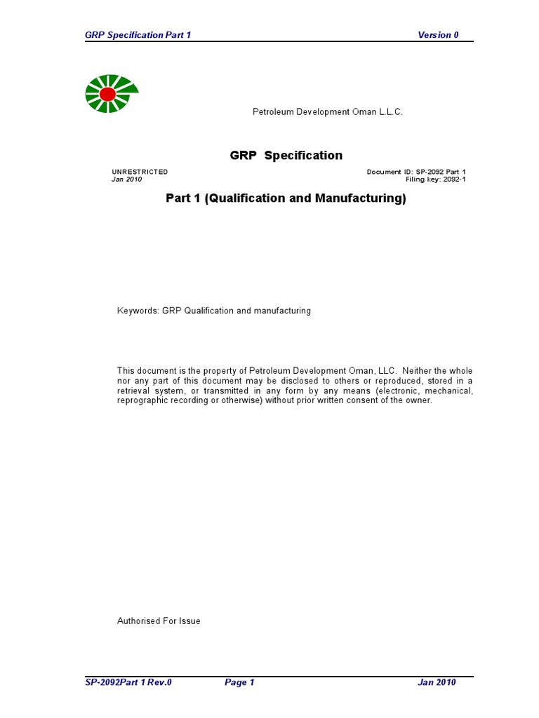 GRP Specification BY CK | PDF | Fiberglass | Pipe (Fluid Conveyance)