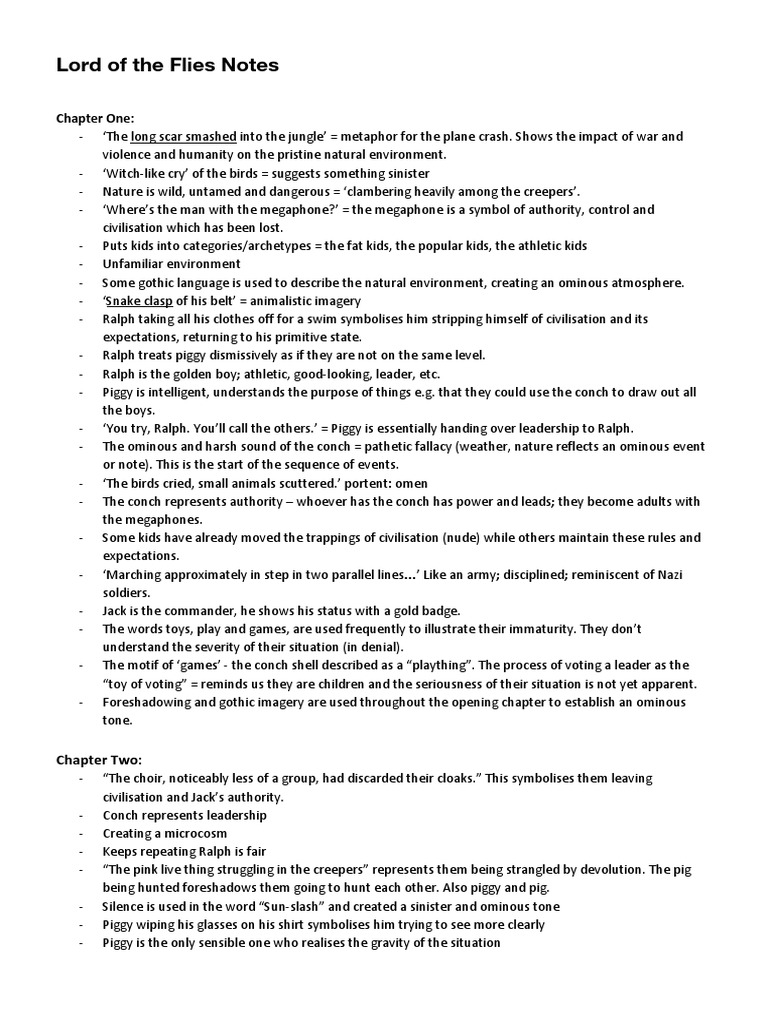 Lord of The Flies Notes | PDF | Narration