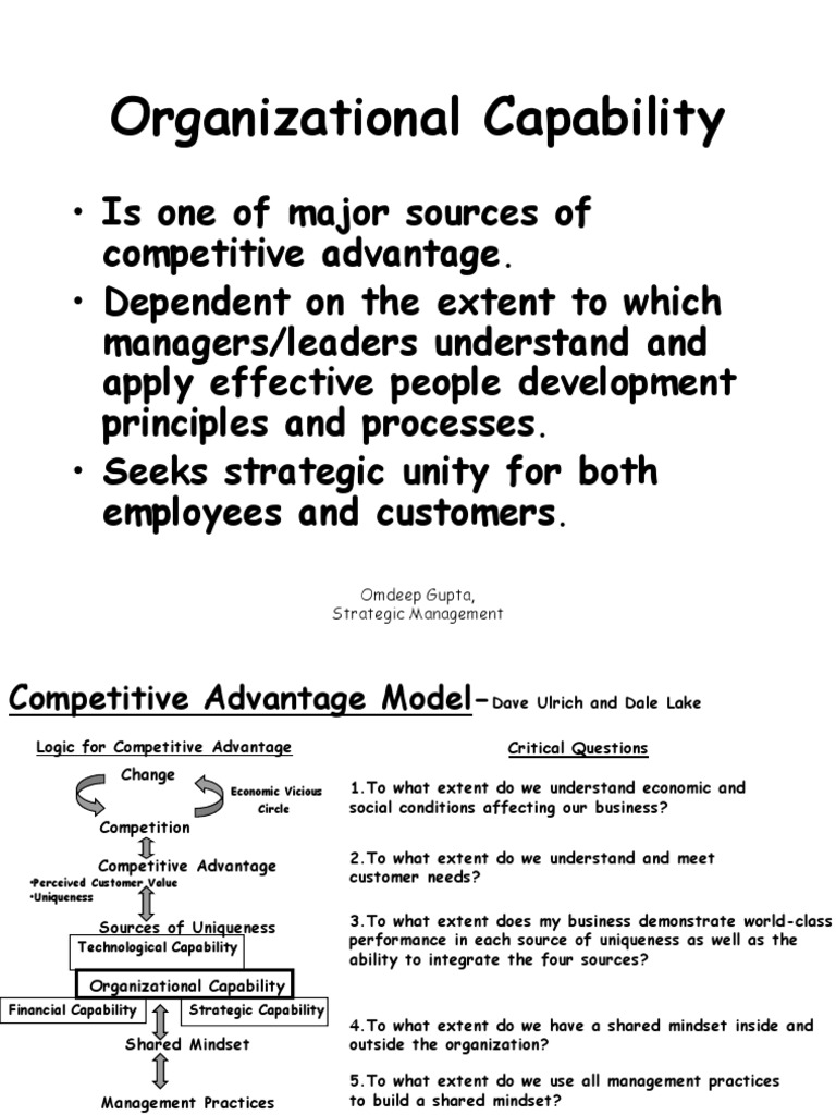 Understanding Organizational Capability: Principles, Profiles, and Real ...