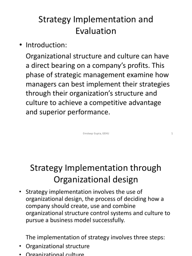Strategy Implementation and Evaluation | PDF | Organizational Structure ...