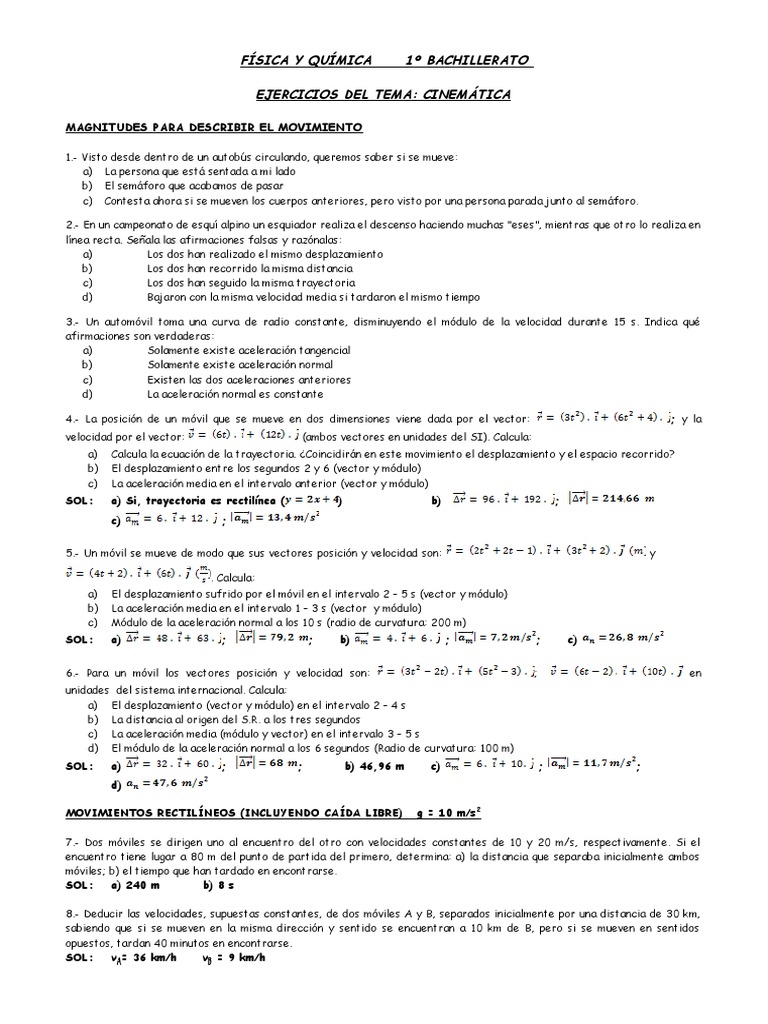 Ejercicios Tema 5 Cinemática - Odt | Unduh gratis PDF | Aceleración | Cinemática