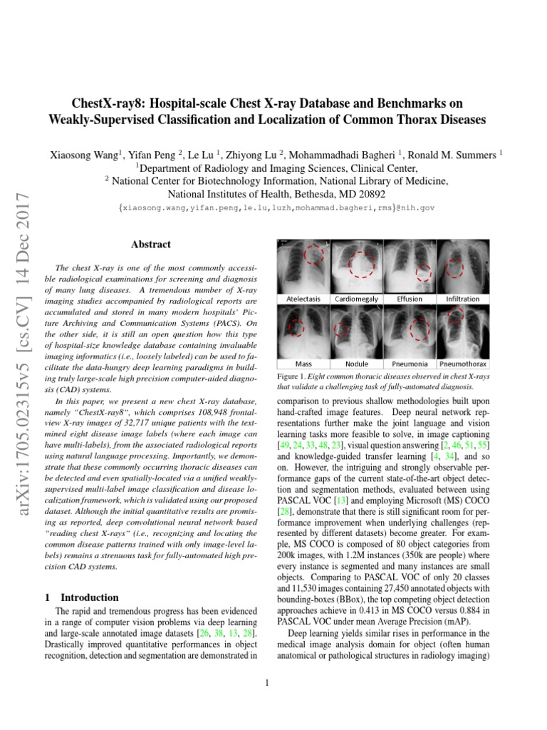 Chestx-Ray8: Hospital-Scale Chest X-Ray Database and Benchmarks On Weakly-Supervised ...